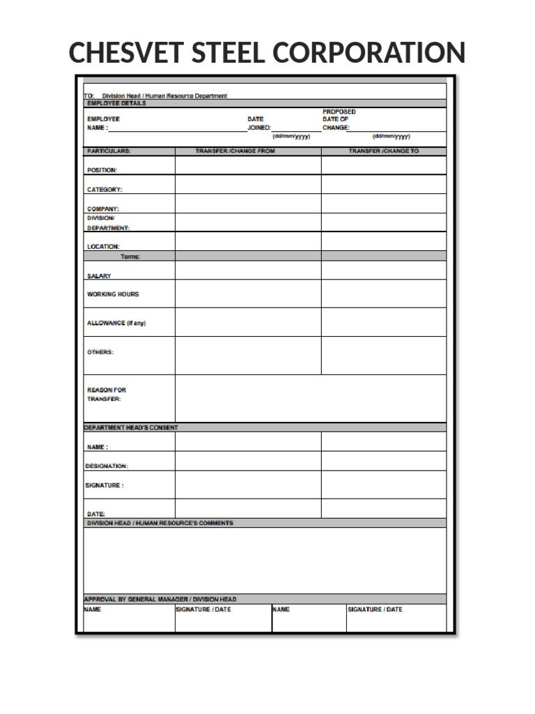 Tranfer Form - Chesvet | PDF