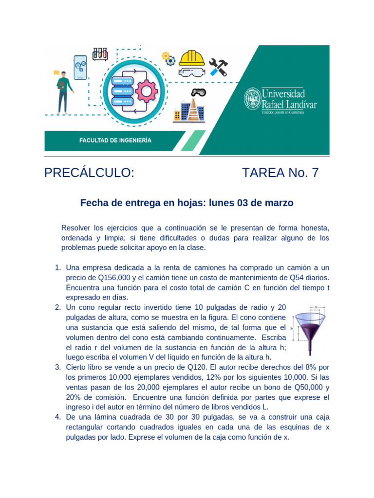 Tarea No. 7 Precálculo | PDF