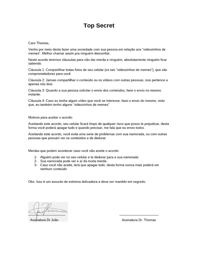 Acordo Top Secret | PDF