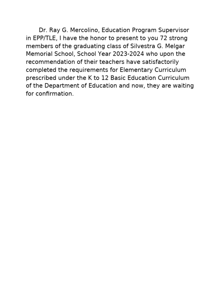 Presentation of Graduates | PDF