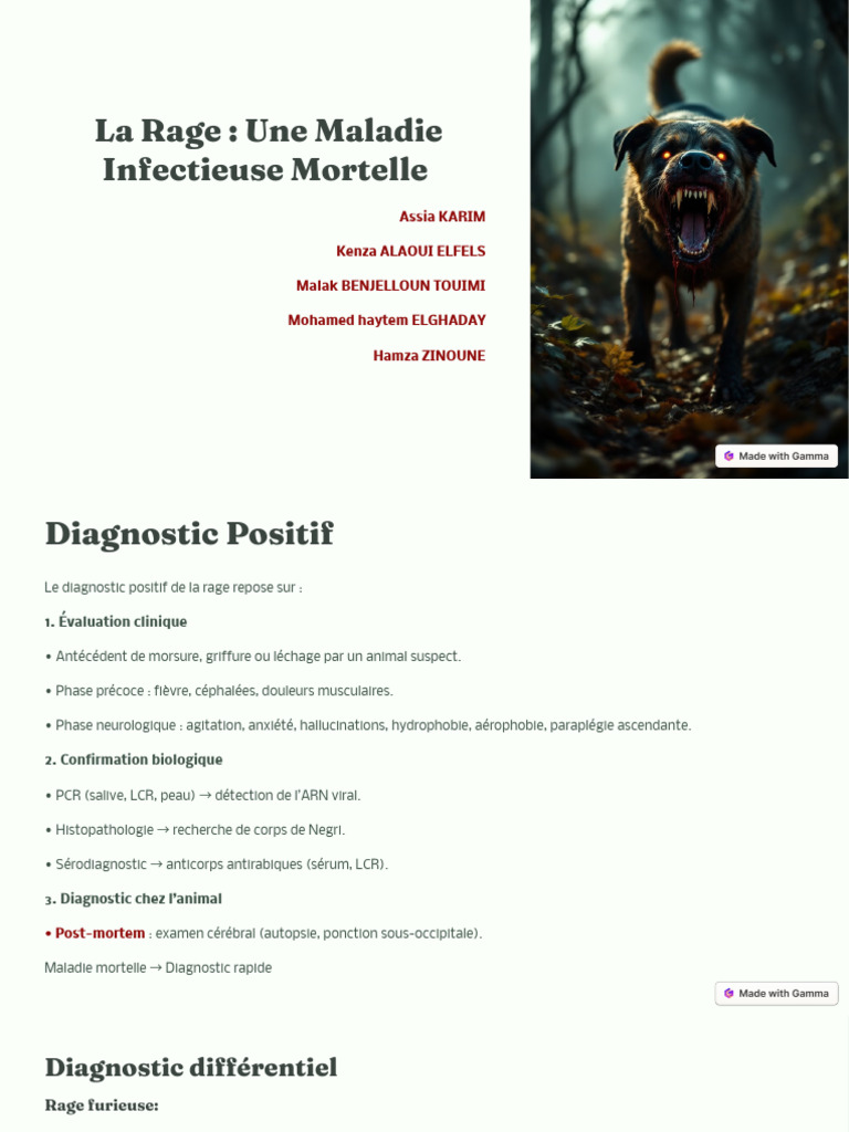Diagnostic et symptômes de la rage | PDF | Rage (maladie) | Maladies et ...