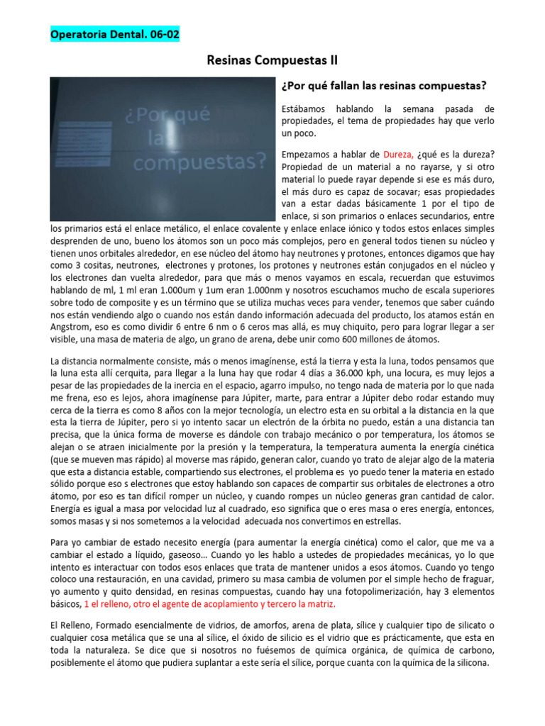 Operatoria Dental. Por Qué Fallan Las RC | PDF | Enlace químico | Importar