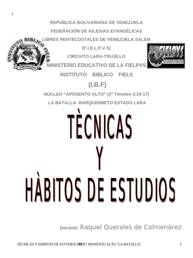 Materia de Tecnicas y Habitos de Estudios Facil | PDF | Aprendizaje | Memoria
