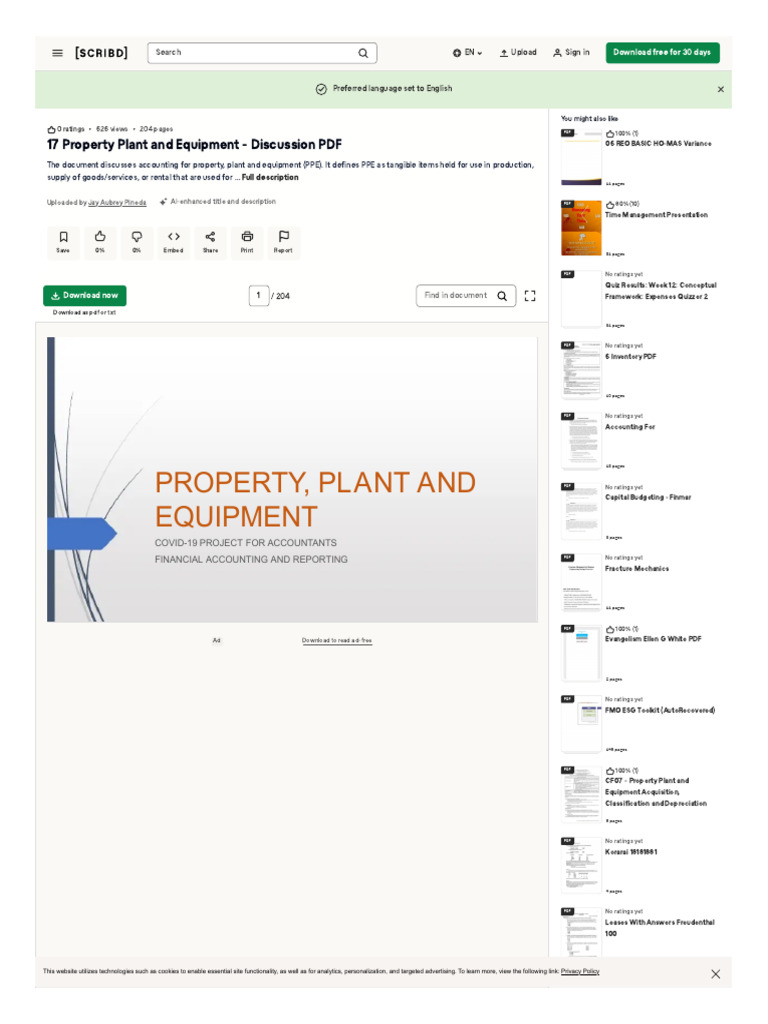 WWW Scribd Com Document 645309506 17 Property Plant and Equipment Discussion PDF Language ...