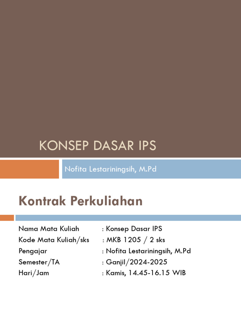 Konsep Dasar IPS untuk Mahasiswa SD | PDF