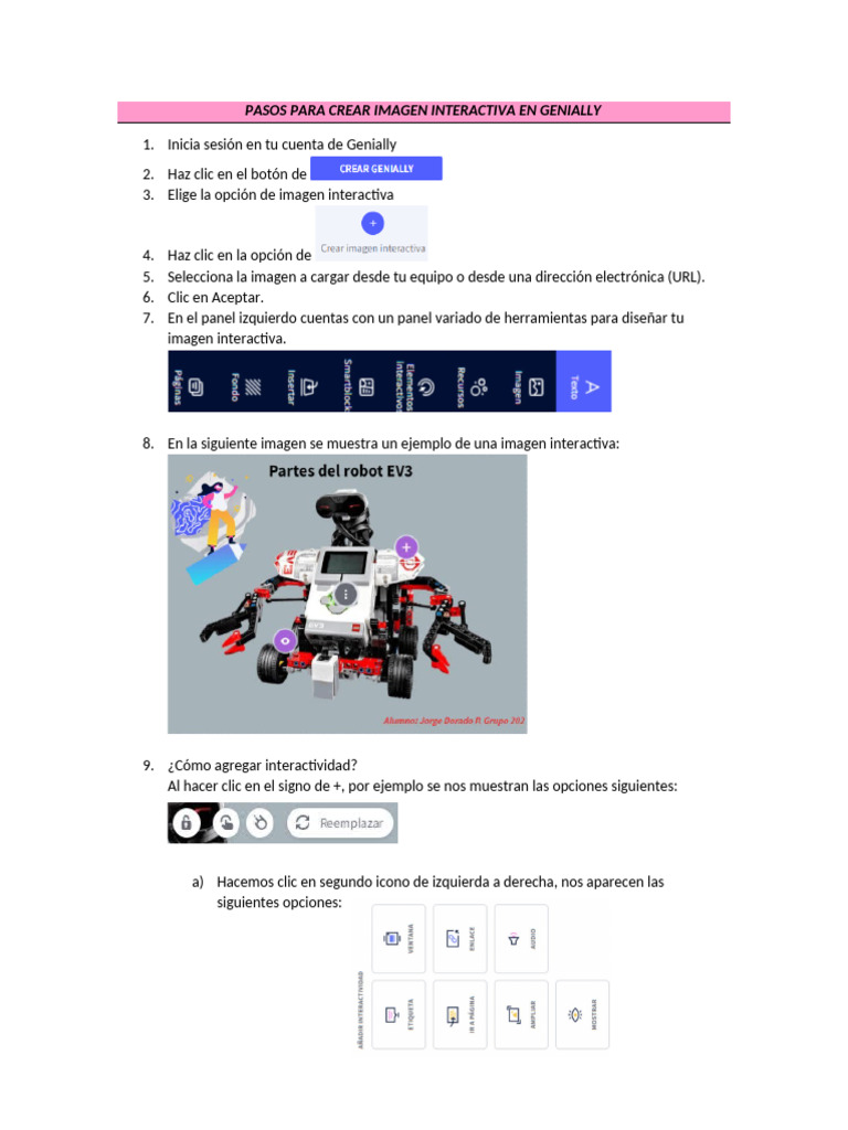 Pasos para Crear Imagen Interactiva en Genially | PDF