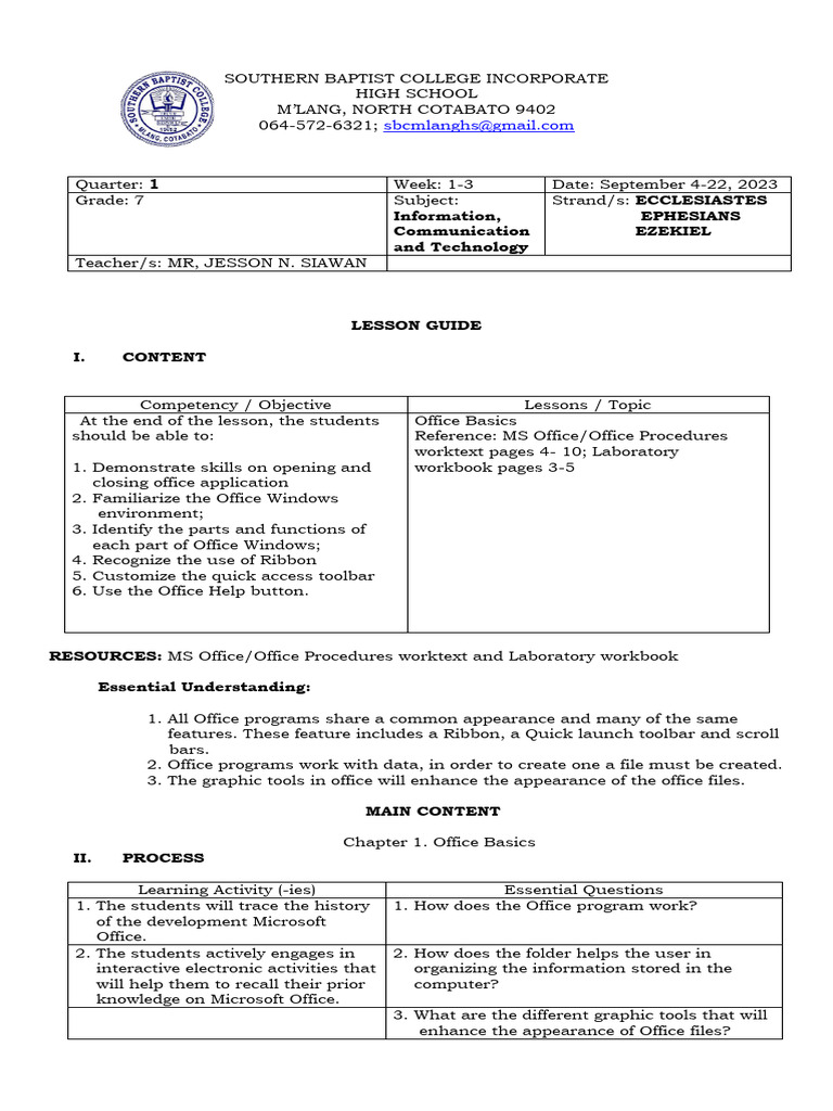 Q-1 Week 1-3 Learning Guide | PDF | Window (Computing) | Software