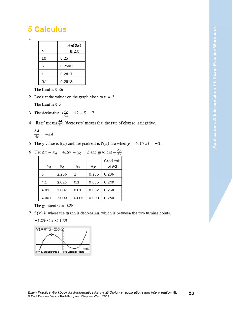 Hodder Exam Practise Answer MAI HL - CALCULUS | PDF | Eigenvalues And ...