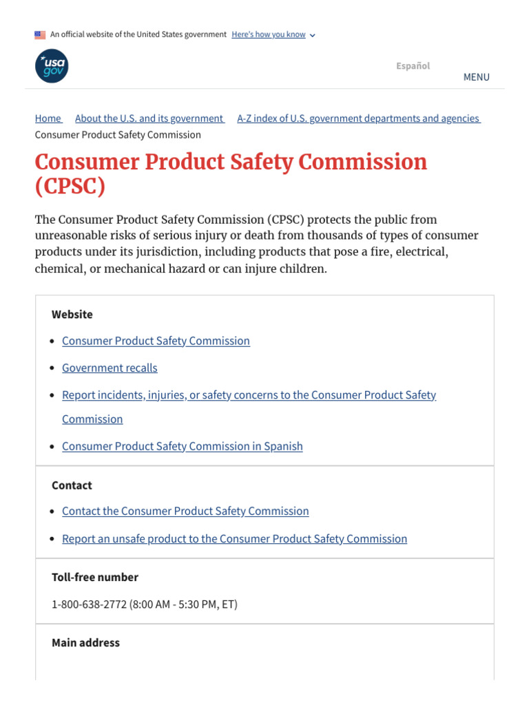 Consumer Product Safety Commission (CPSC) | PDF | Safety