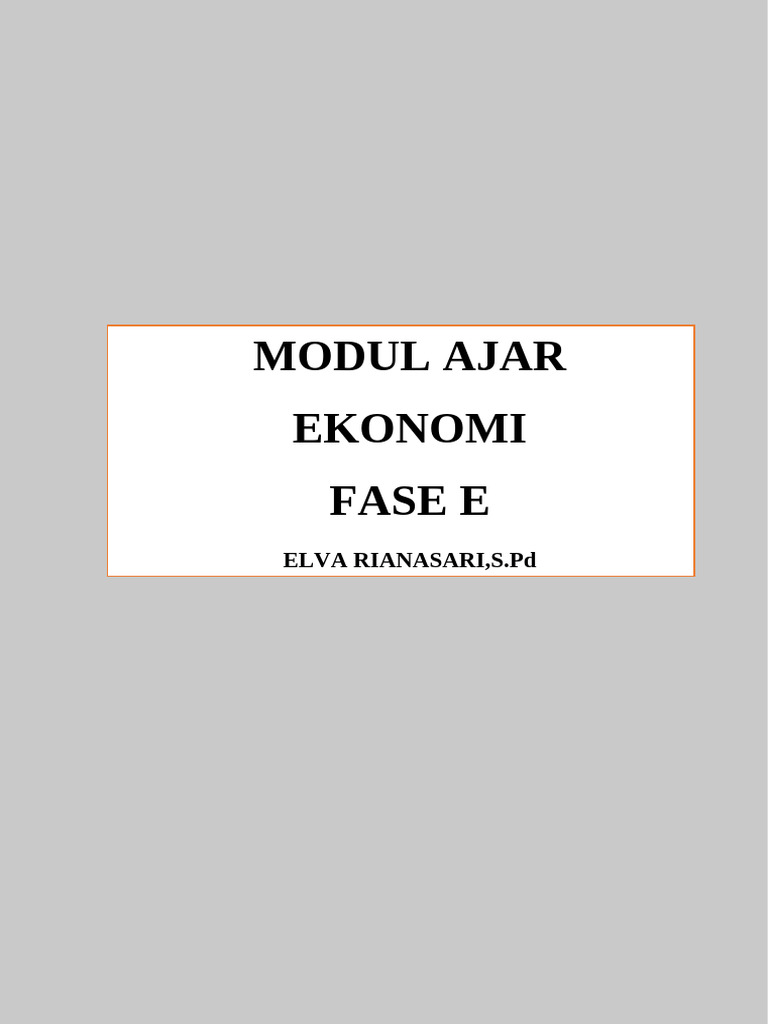 Modul Ekonomi Fase E-Elva | PDF