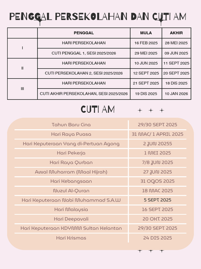 Jadwal Cuti Sekolah 2025/2026 | PDF