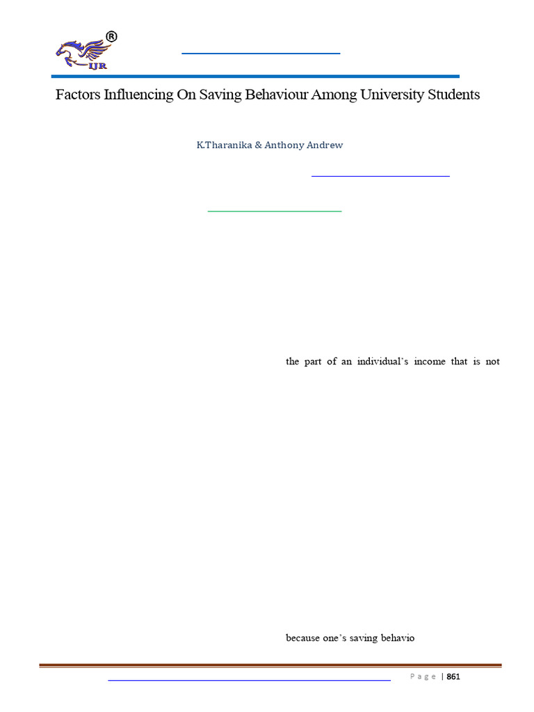 Factors Influencing On Saving Behaviour Among University Students | PDF | Questionnaire | Level ...
