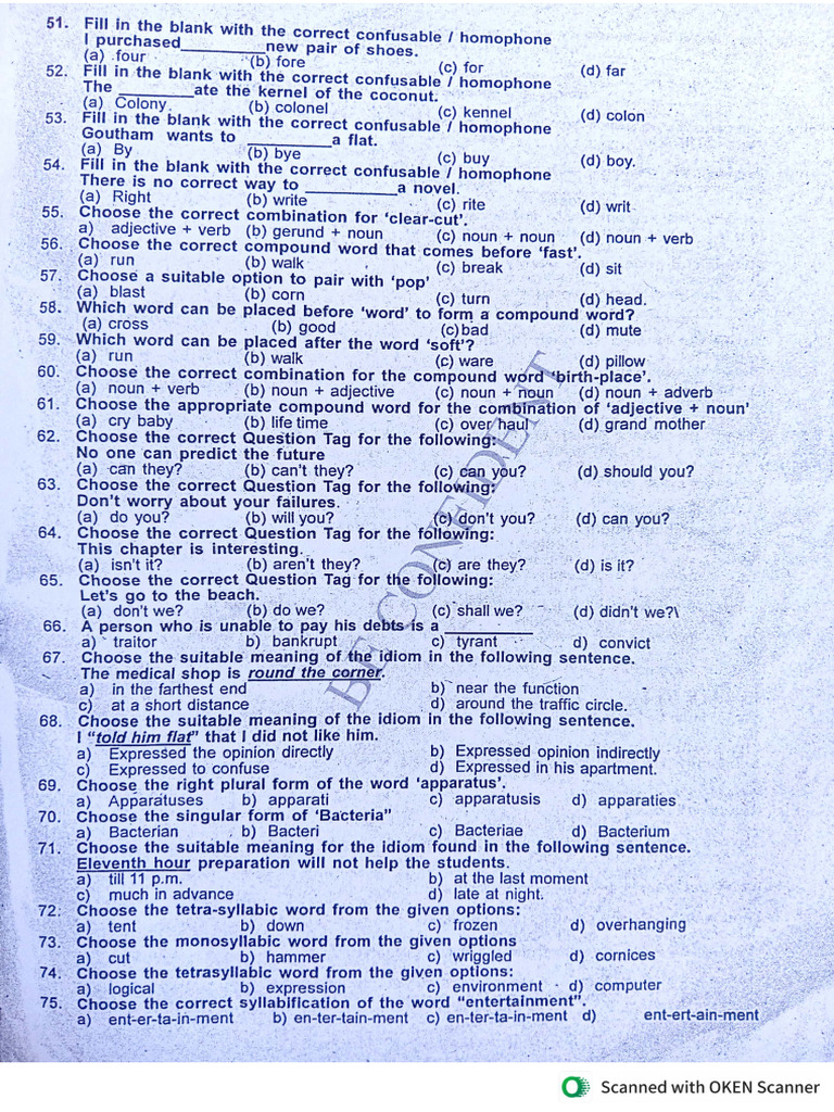 +2 Eng - One Mark - Part 6 - 3 | PDF