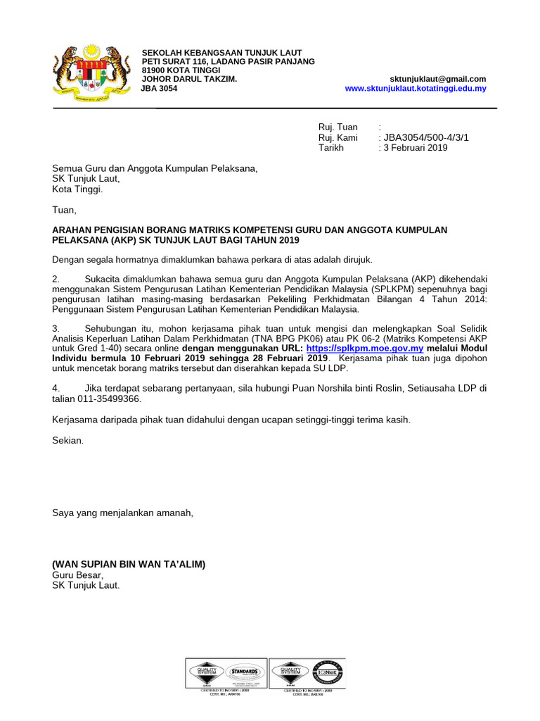 Surat Arahan Isi Tna | PDF