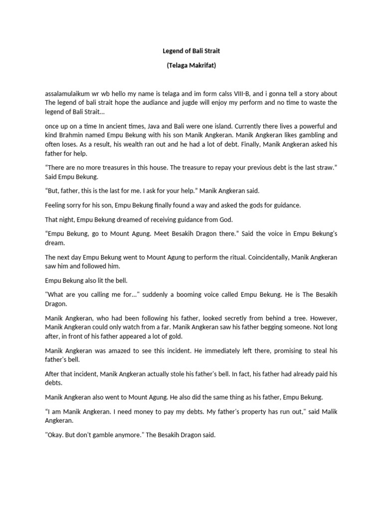 The Legend of Bali Starit | PDF