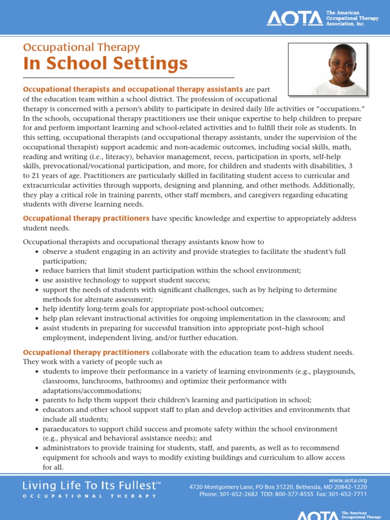Occupational Therapy in School Settings | Download Free PDF ...