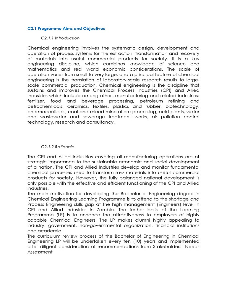Chemical Curriculum - 2023 | PDF | Engineering | Knowledge