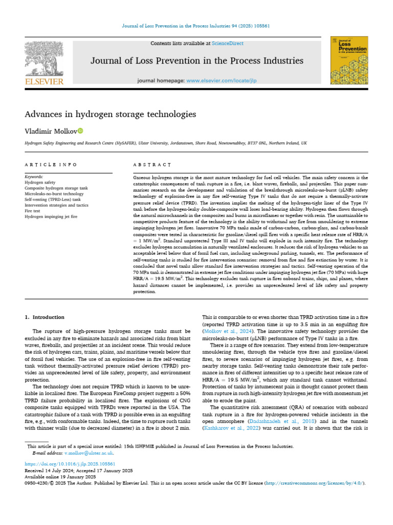 Breakthrough Hydrogen Storage Safety Technology | PDF | Hydrogen | Flow ...