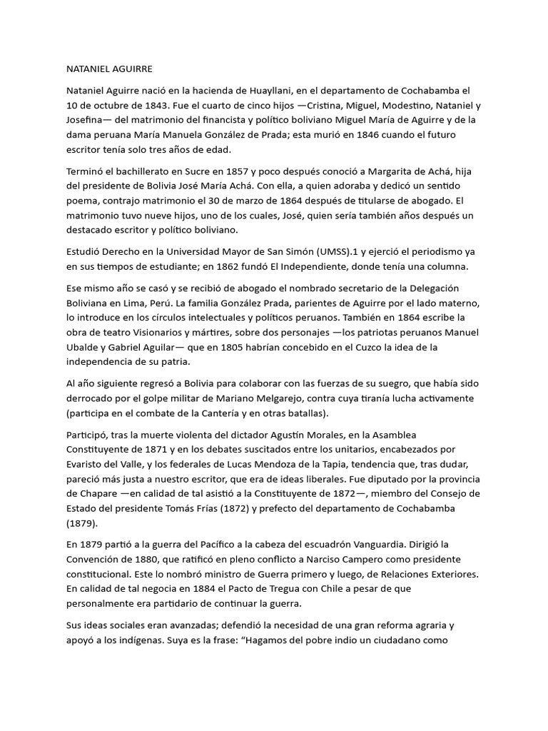 Nataniel Aguirre | PDF | América del Sur