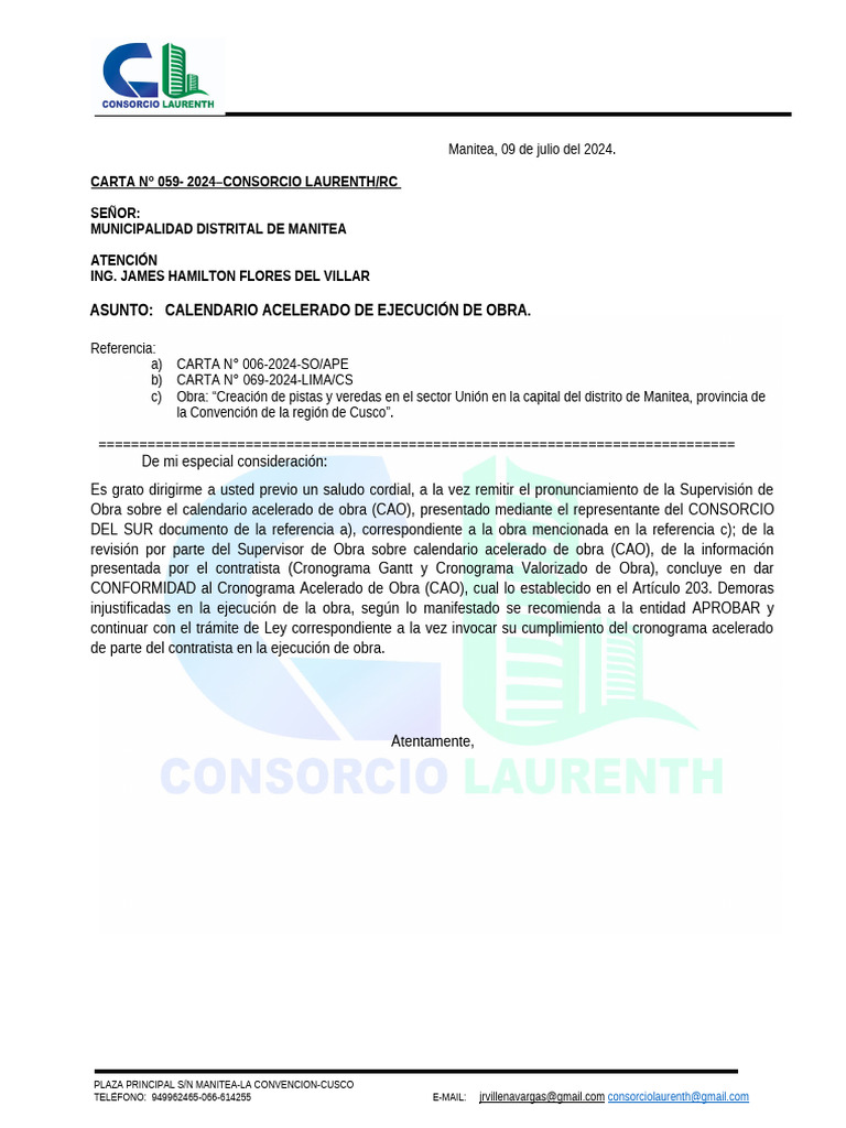 Aprobación de Calendario de Obra en Manitea | PDF