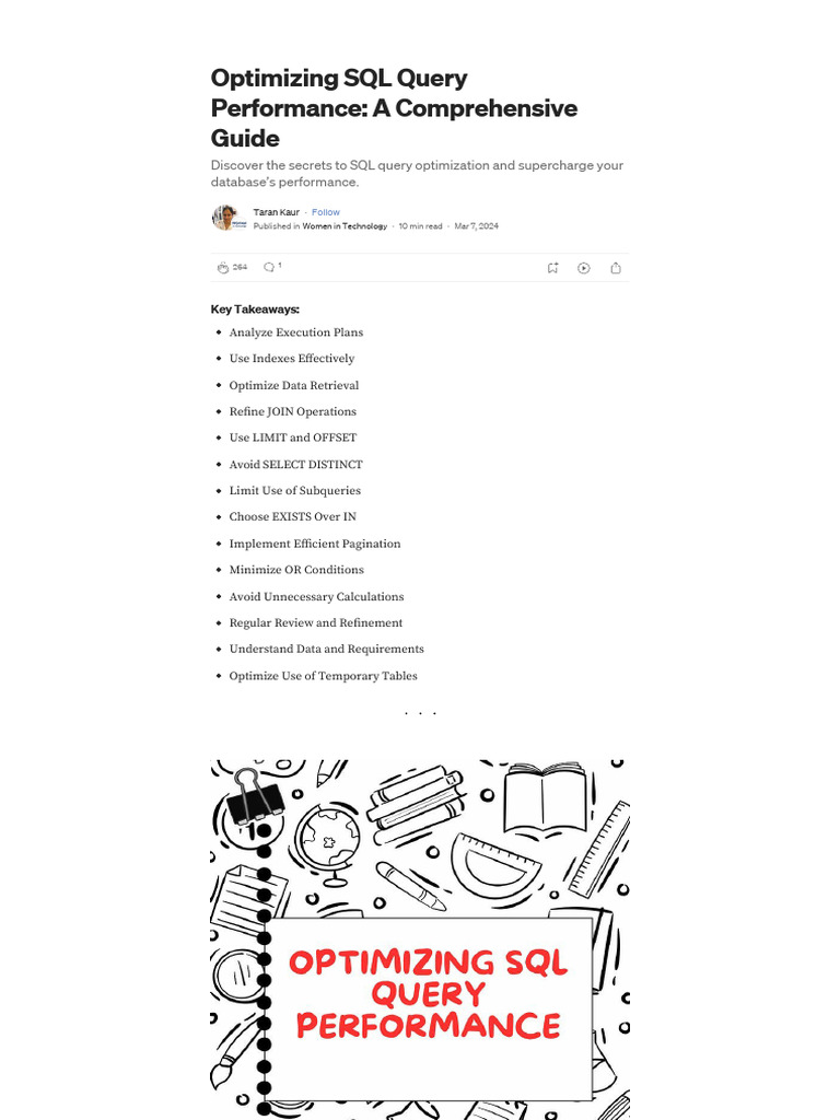 optimizing sql query performance_ a comprehensive guide _ by taran kaur ... optimizing sql query performance_ a comprehensive guide _ by taran kaur ...