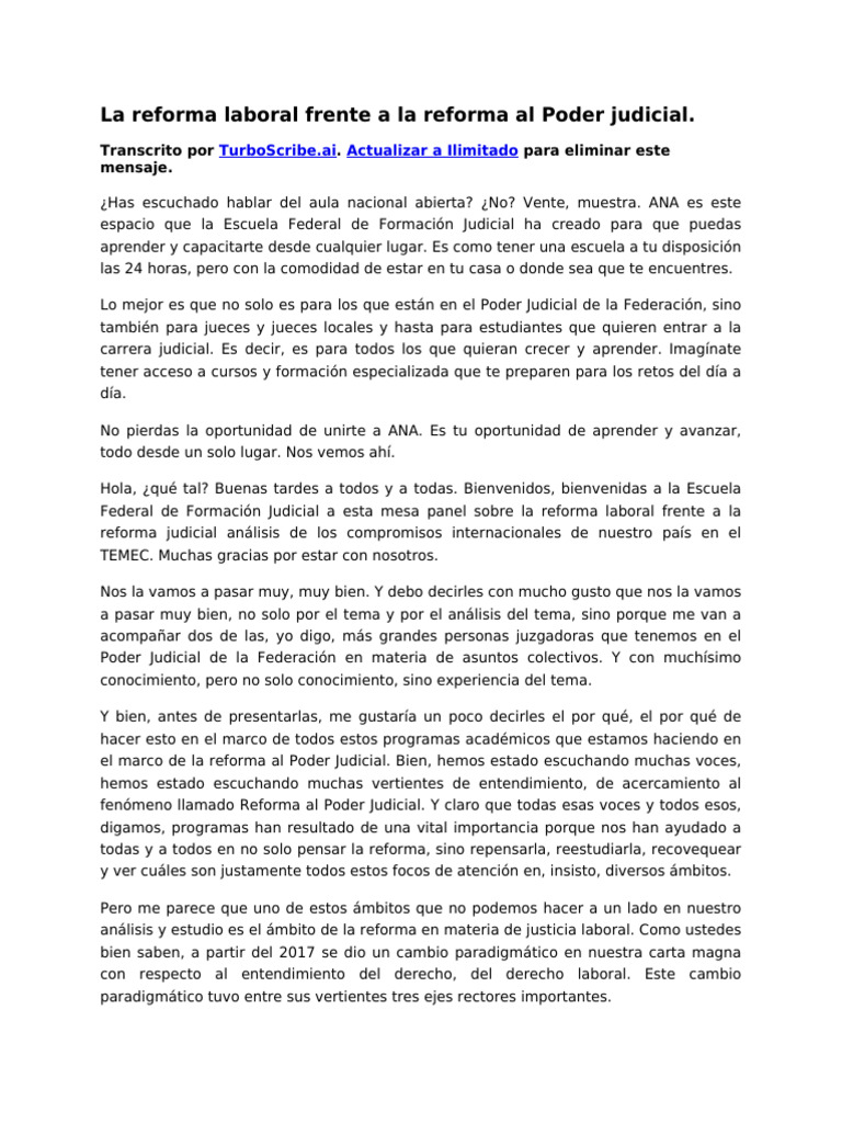 Reforma Laboral y Poder Judicial en México | PDF | Derecho laboral ...