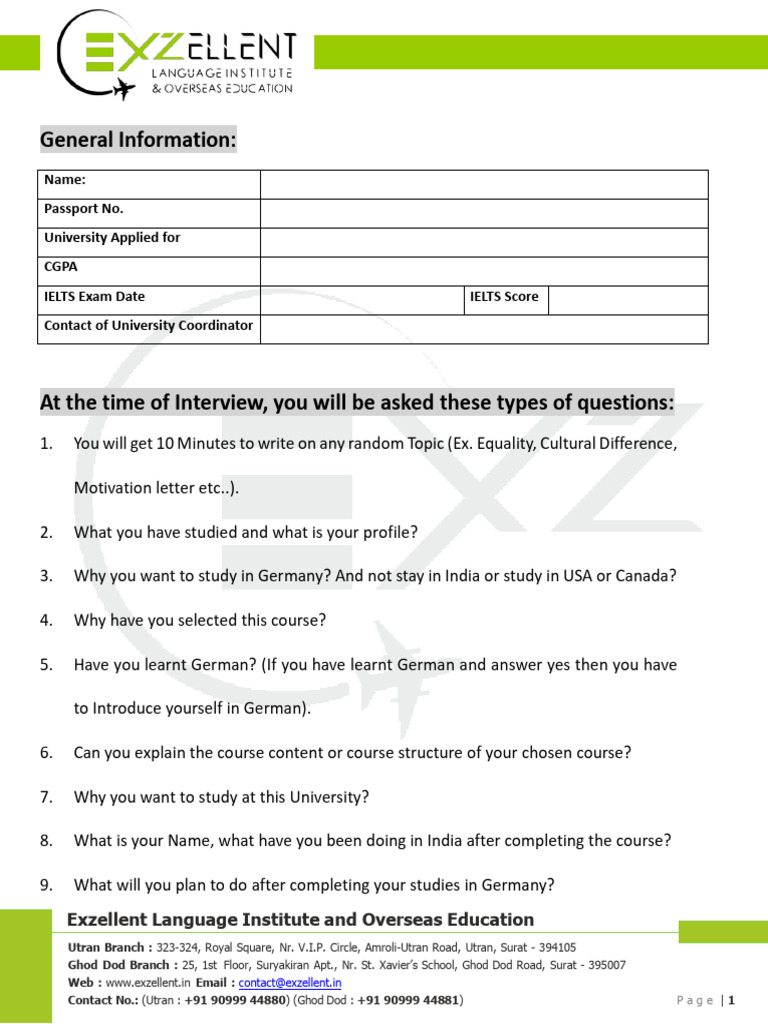 Visa Questions For Interviews | PDF