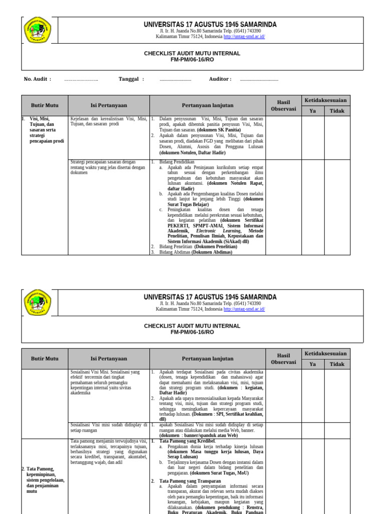 Checklist Ami Periode 3 Tahun 2018 | PDF
