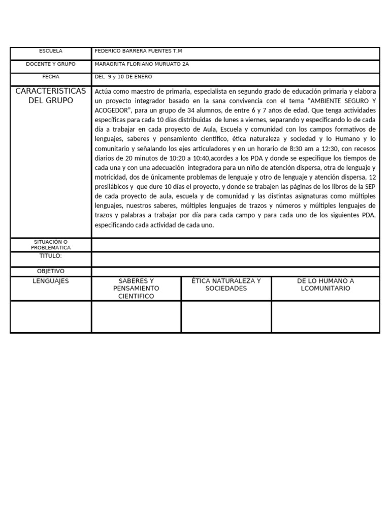 Machote Formato Planeacion | PDF | Escuelas | Aprendizaje