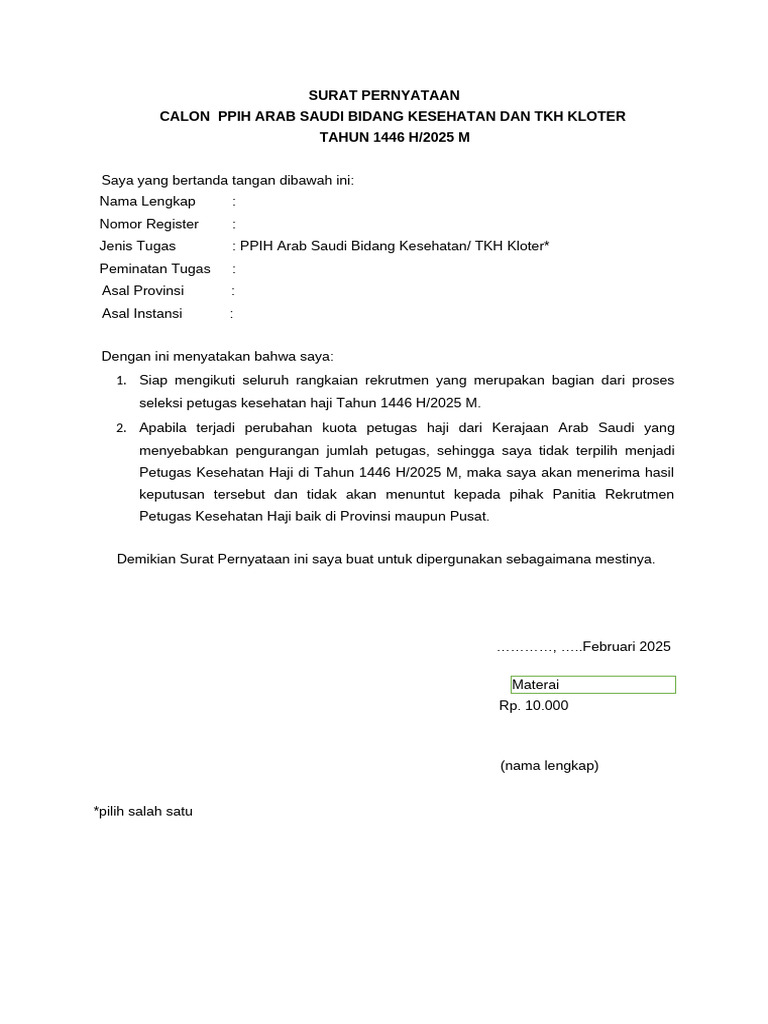 Lembar Surat Pernyataan | PDF