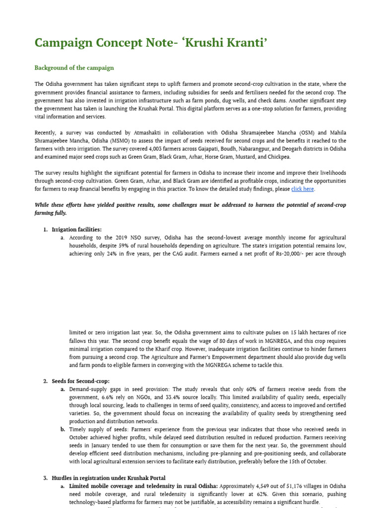 14 - Krushi-Kranti-Concept-Note | PDF | Agriculture | Social Media