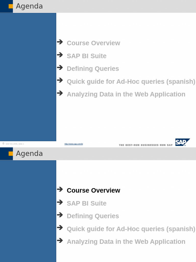 SAP BI Course: BEx Reporting & Analysis | PDF | Microsoft Excel | Computing