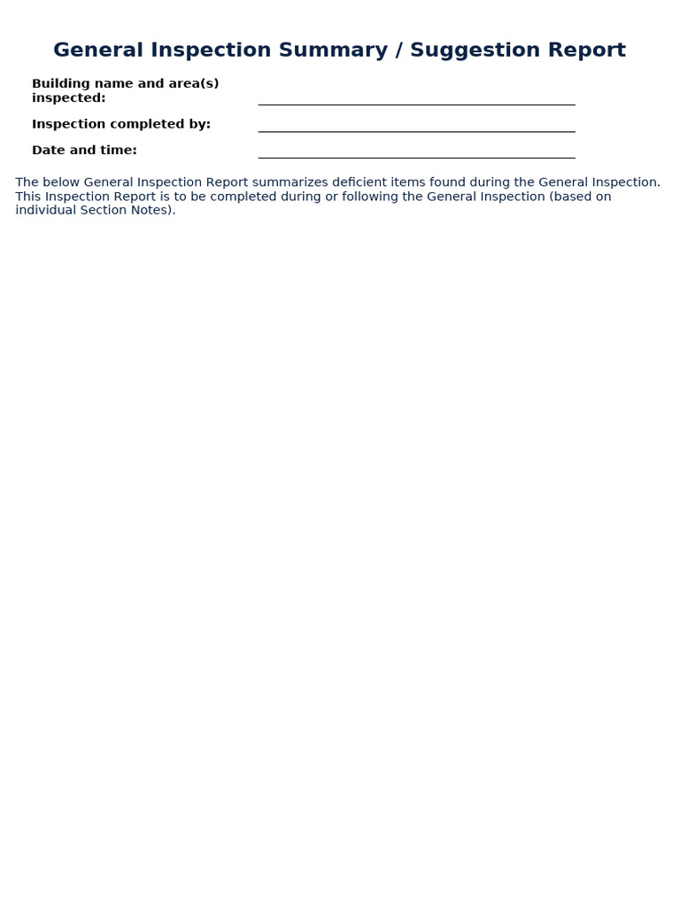 General Inspection Summary Report | PDF