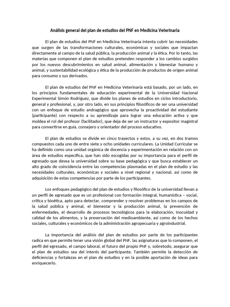 Análisis Plan de Estudios PNF | PDF | Plan de estudios | Aprendizaje