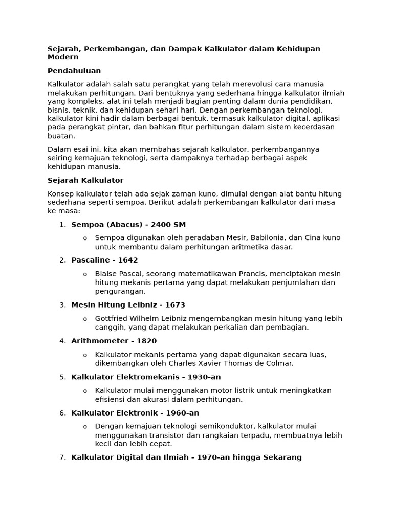 Sejarah dan Evolusi Kalkulator | PDF