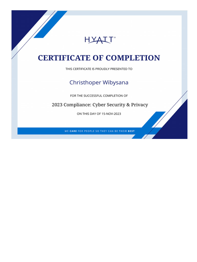 Cyber Security & Privacy Completion Certificate | PDF