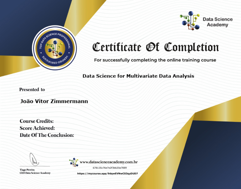 Data Science Course Completion Certificate | PDF