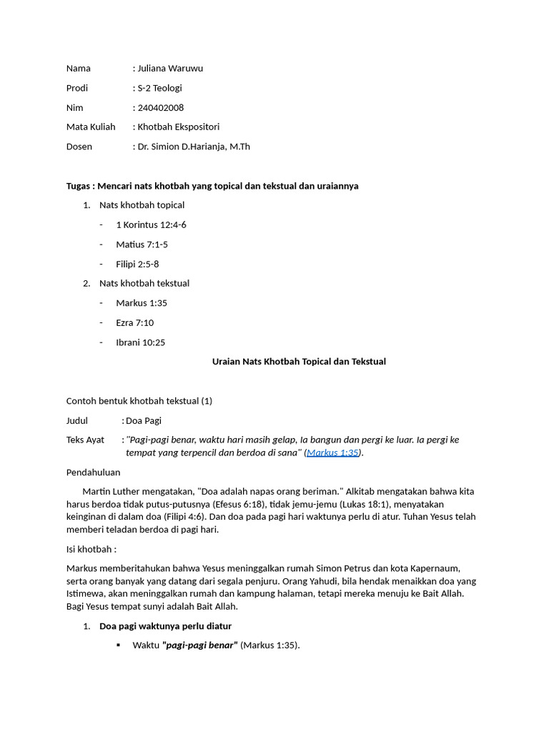 Khotbah Ekspositori Kristen | PDF