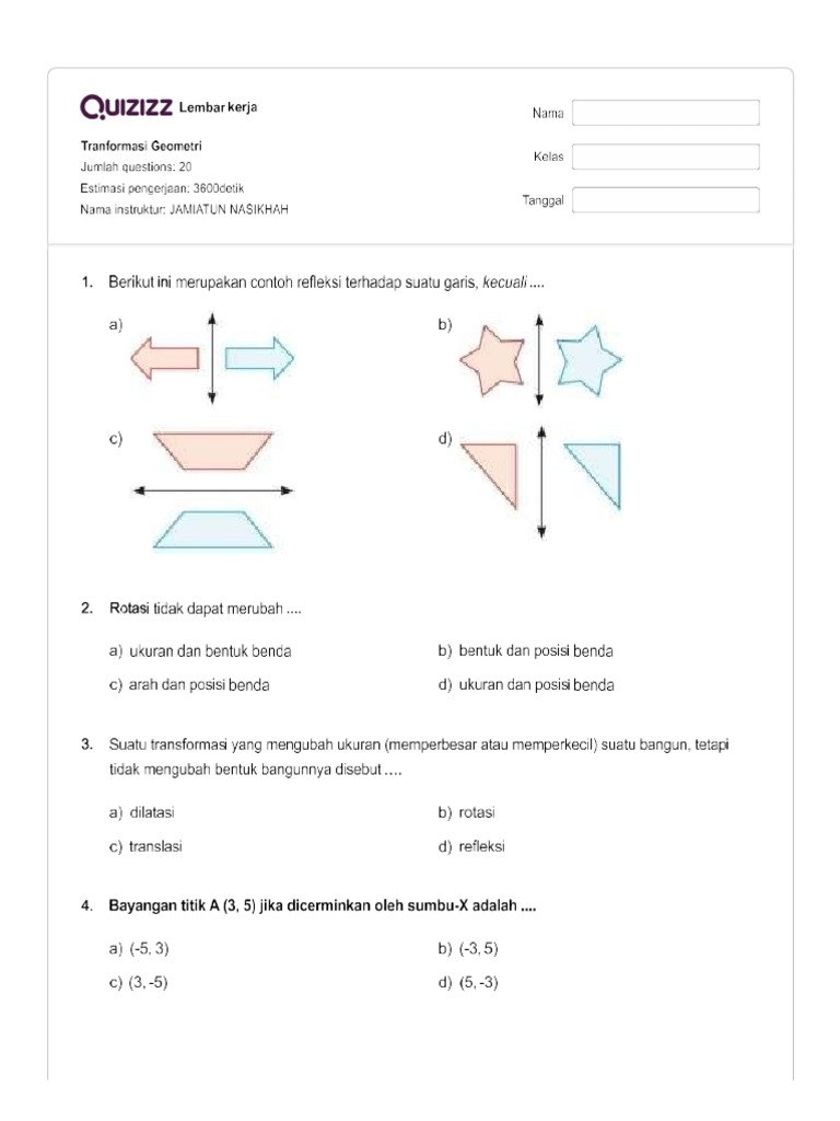 transformasi geometri kelas 9 | PDF