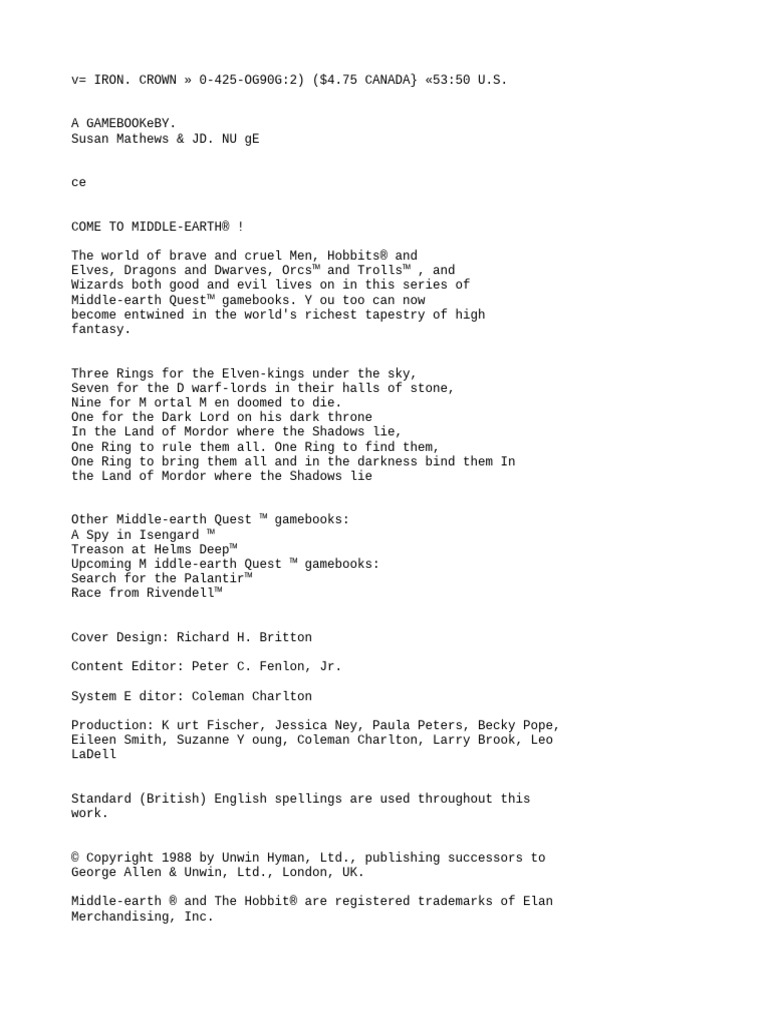 Susan R. Matthews & John D. Ruemmler - Middle-Earth Quest - Mines of ...