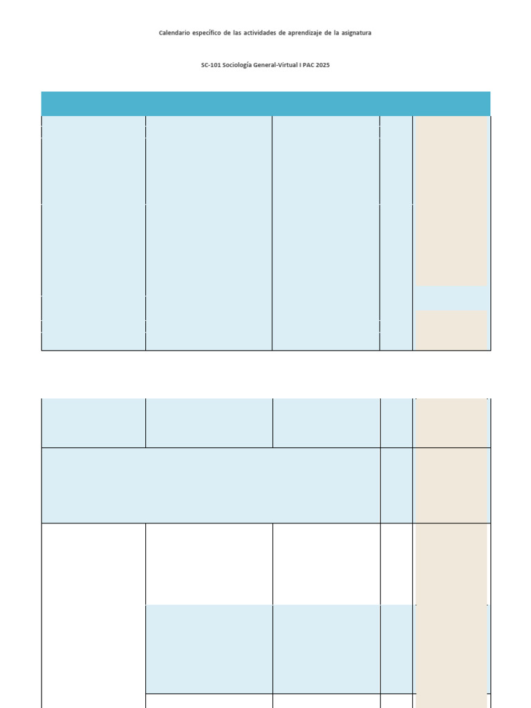 Calendario de Actividades - Sociología Virtual IPAC 2025 | PDF