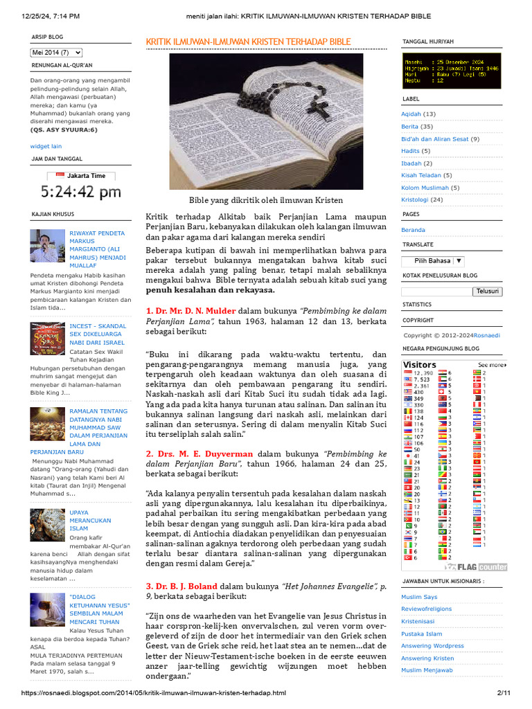 Meniti Jalan Ilahi - Kritik Ilmuwan-Ilmuwan Kristen Terhadap Bible | PDF