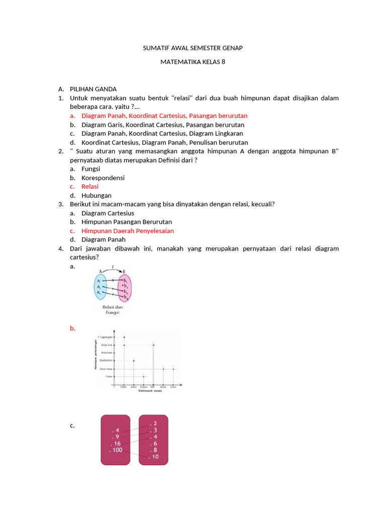 Sumatif Awal Semester Genap Kelas 8 | PDF