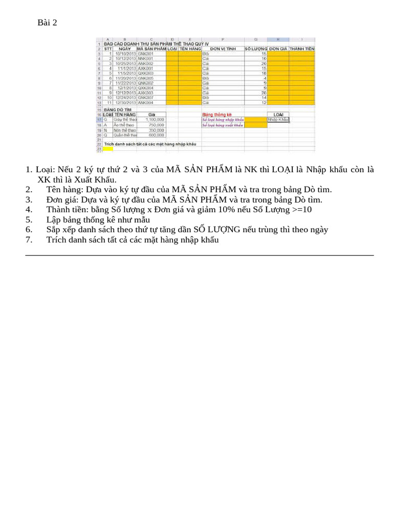 Bai Tap Nghe Excel2 | PDF