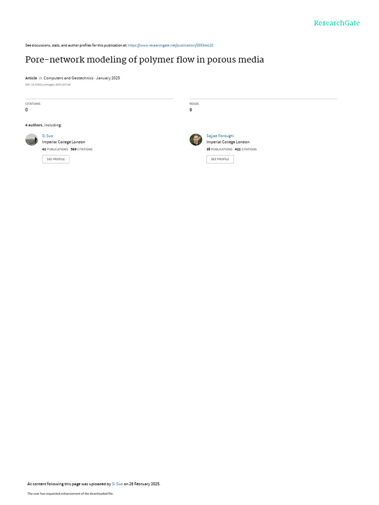 Pore-Network Modeling of Polymer Flow in Porous Media | PDF | Fluid ...