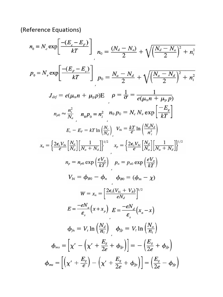Reference Equations Guide | PDF