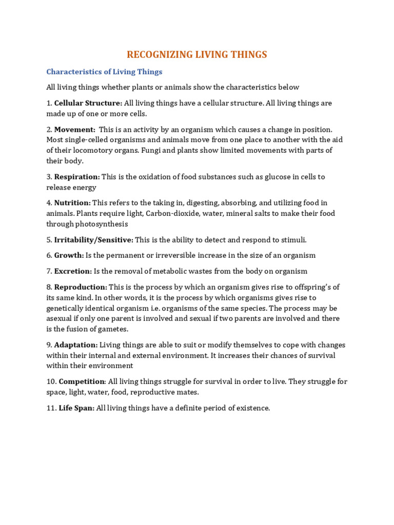1.1.1 Recognizing Living Things | PDF | Organisms | Reproduction