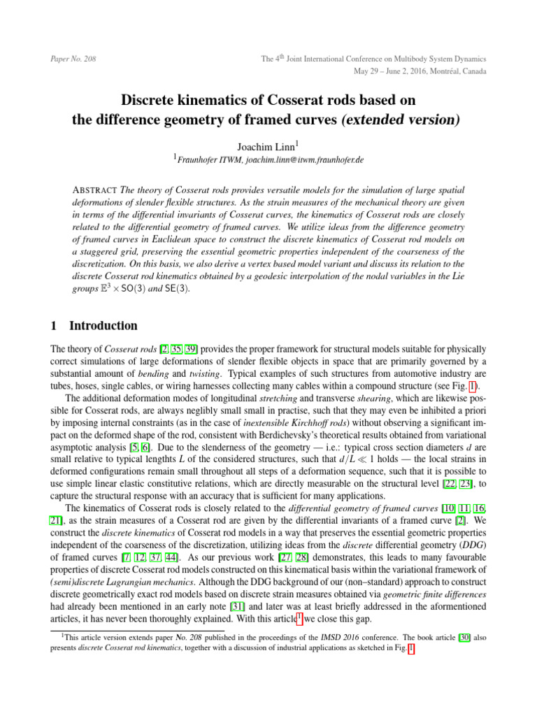 JoLinn - IMSD-2016 - XTpaper Discrete Cosserat Rods Curves | PDF ...
