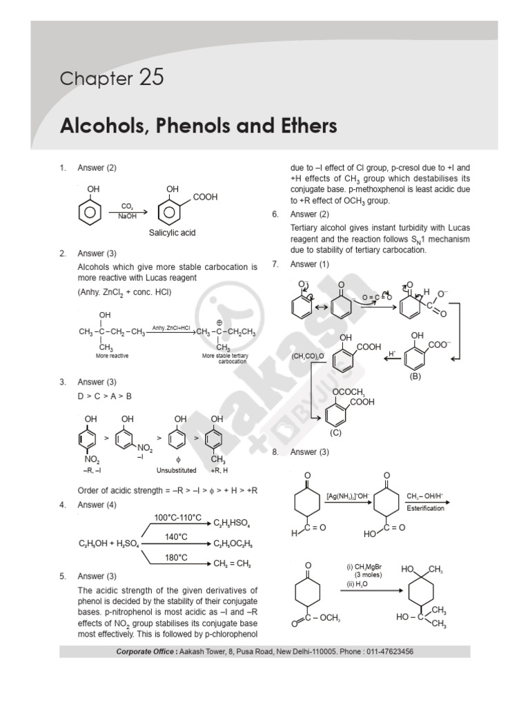 C Sol Ch-25 Alcohols, Phenols and Ethers | PDF | Carboxylic Acid | Chemical Compounds