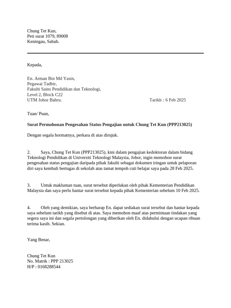 Surat Pengesahan Pengajian | PDF